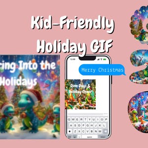 Dino Christmas GIF Set | Animated Dinosaur Holiday Gifs - Etsy