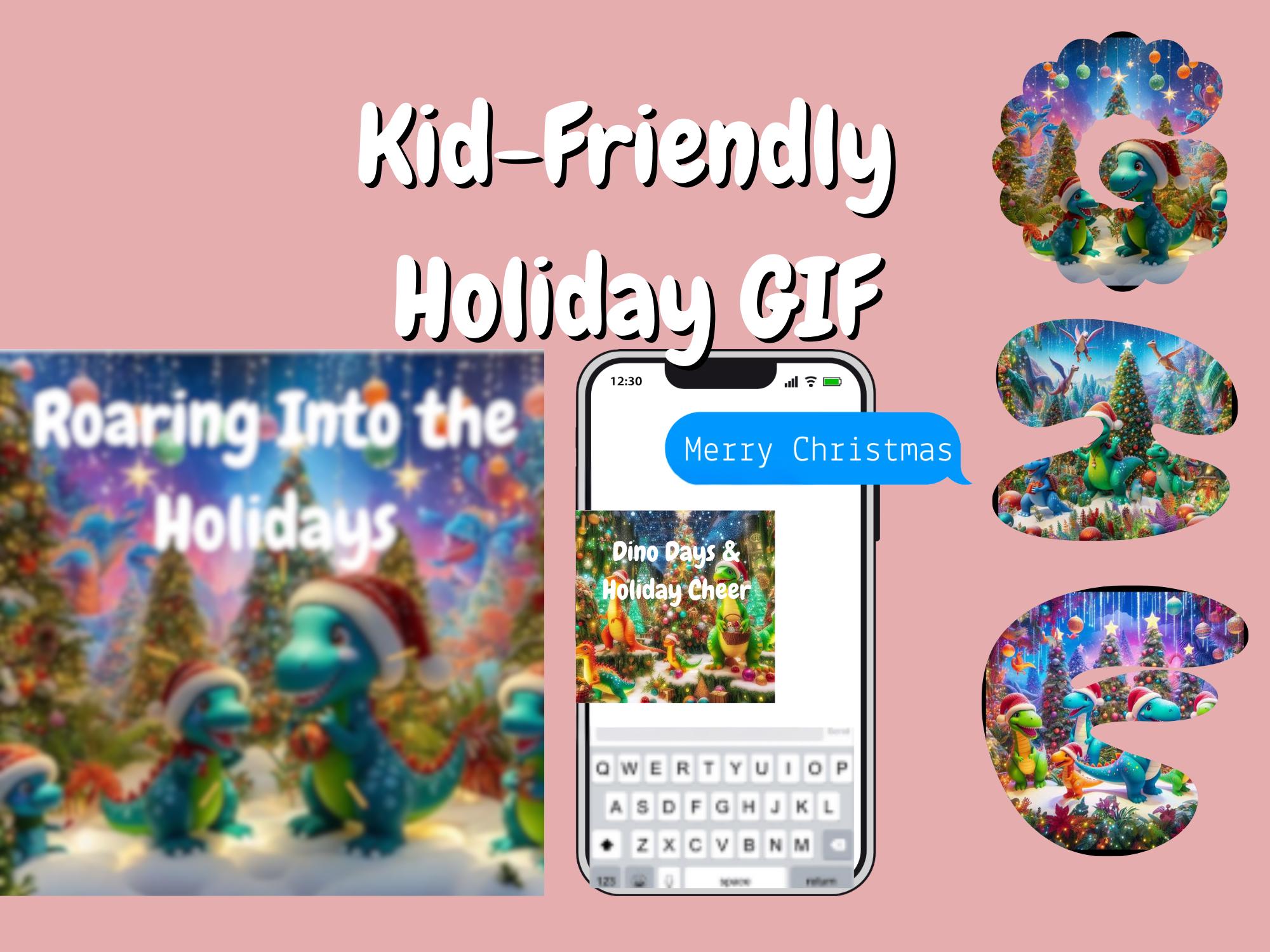 Dino Christmas GIF Set | Animated Dinosaur Holiday Gifs - Etsy