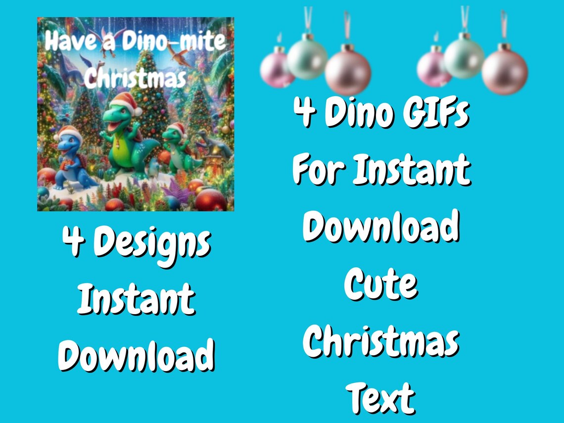 Dino Christmas GIF Set | Animated Dinosaur Holiday Gifs - Etsy