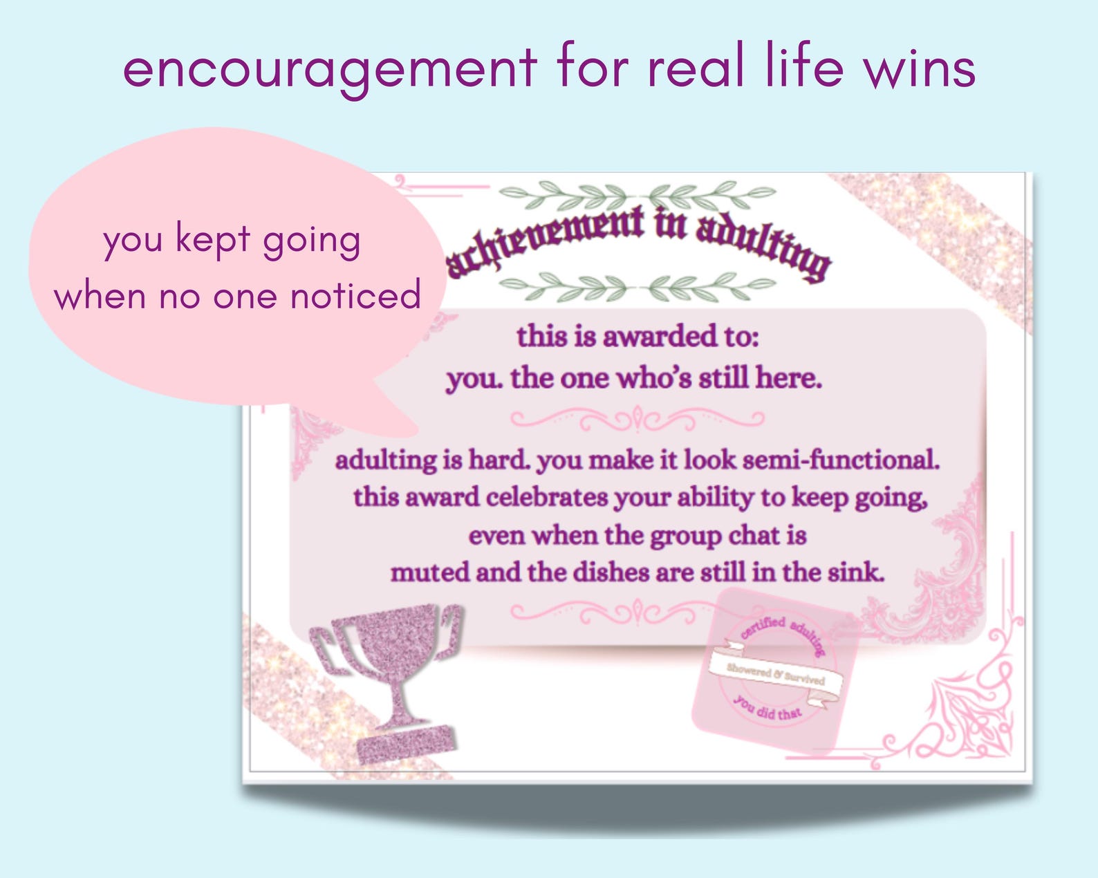 Printable Encouragement Awards – 5 Emotional Adulting Certificates to ...