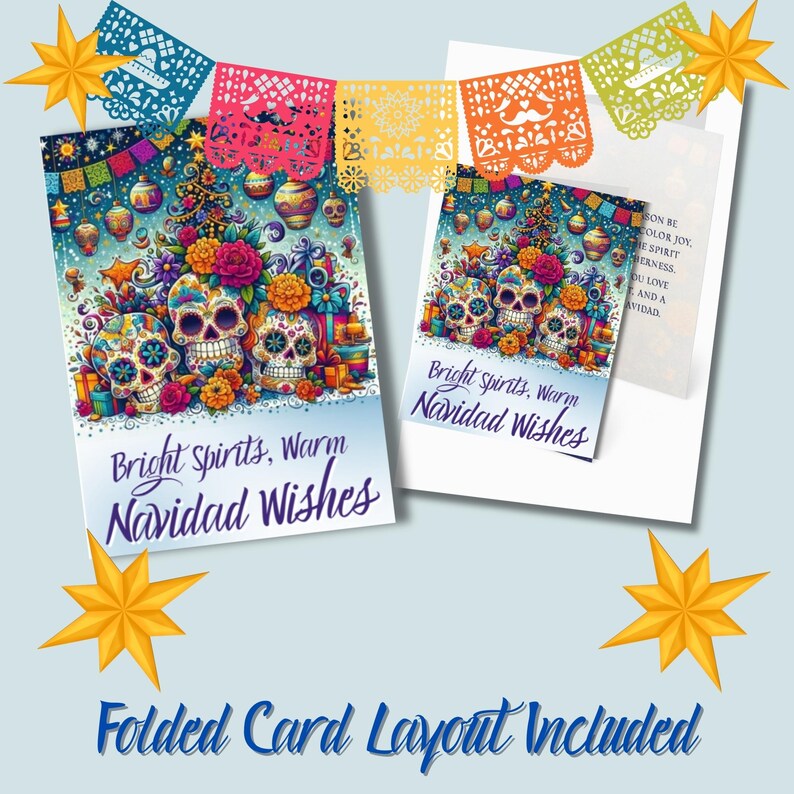Sugar Skull Christmas Card • 5x7 Printable • Instant Download - Etsy