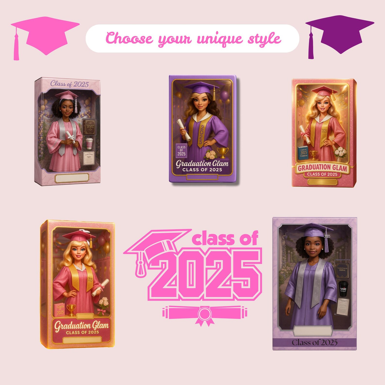 Custom 2025 Grad Doll Box: Personalized Printable Set (digital Download ...