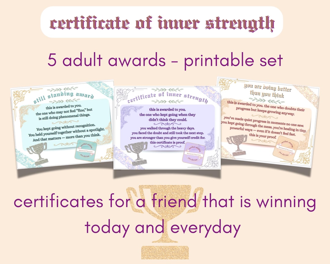 Printable Encouragement Awards – 5 Emotional Adulting Certificates to ...