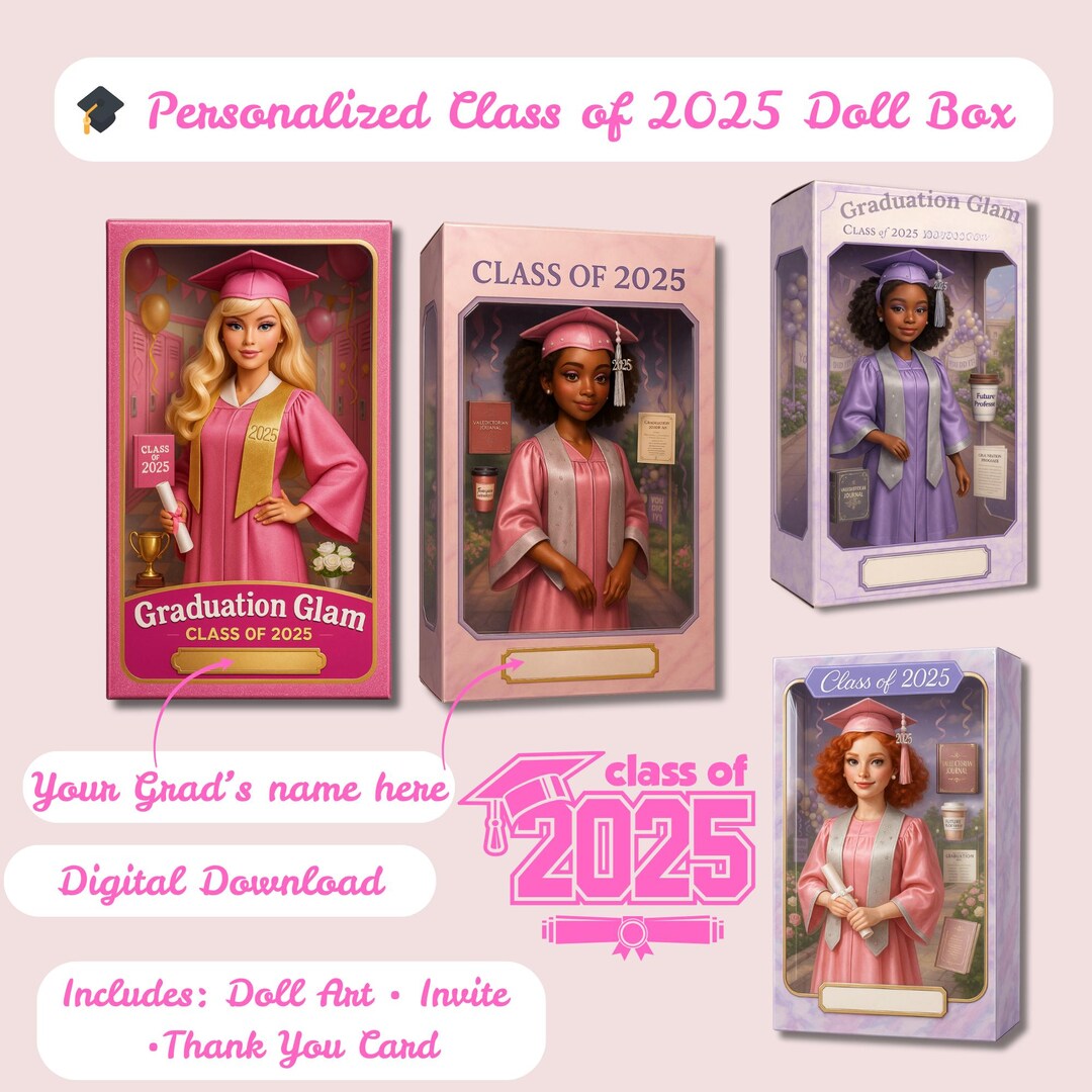 Custom 2025 Grad Doll Box: Personalized Printable Set (digital Download ...