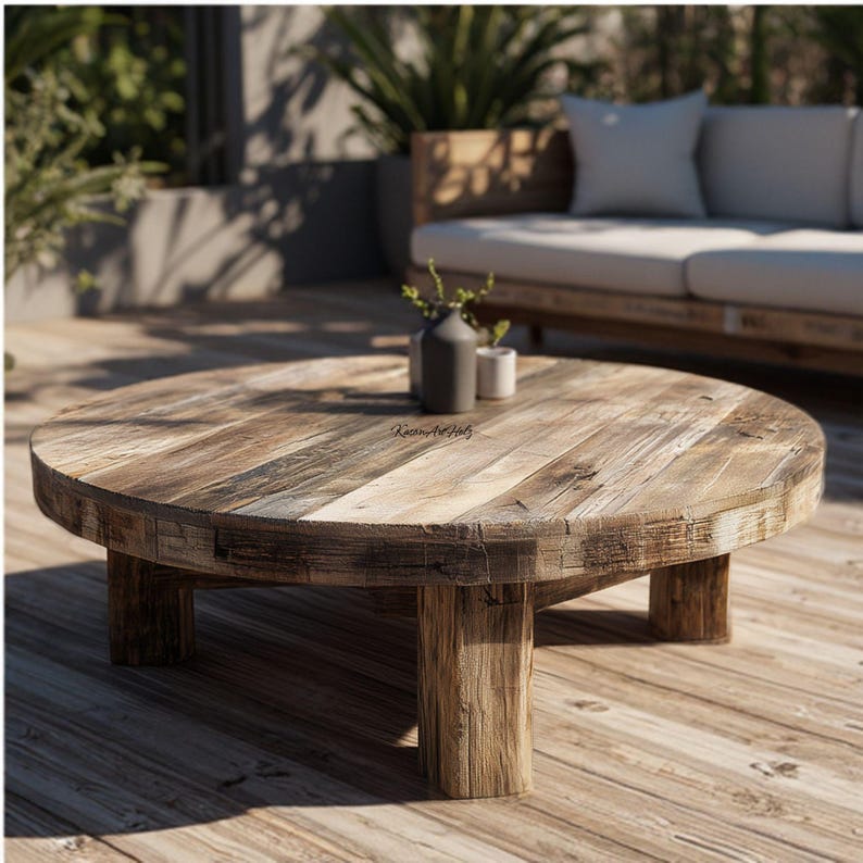 Reclaimed Wood Round Coffee Table: Rustic Farmhouse Decor - Etsy