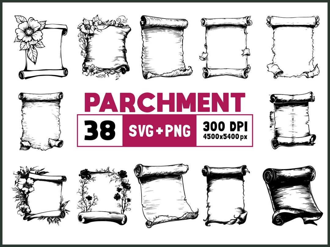 Parchment Svg Png Bundle, Parchment Silhouette, Parchment Clipart Png ...