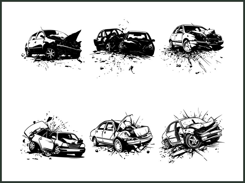 Car Accident SVG Bundle: Smashed Car Clipart, Cricut Files - Etsy