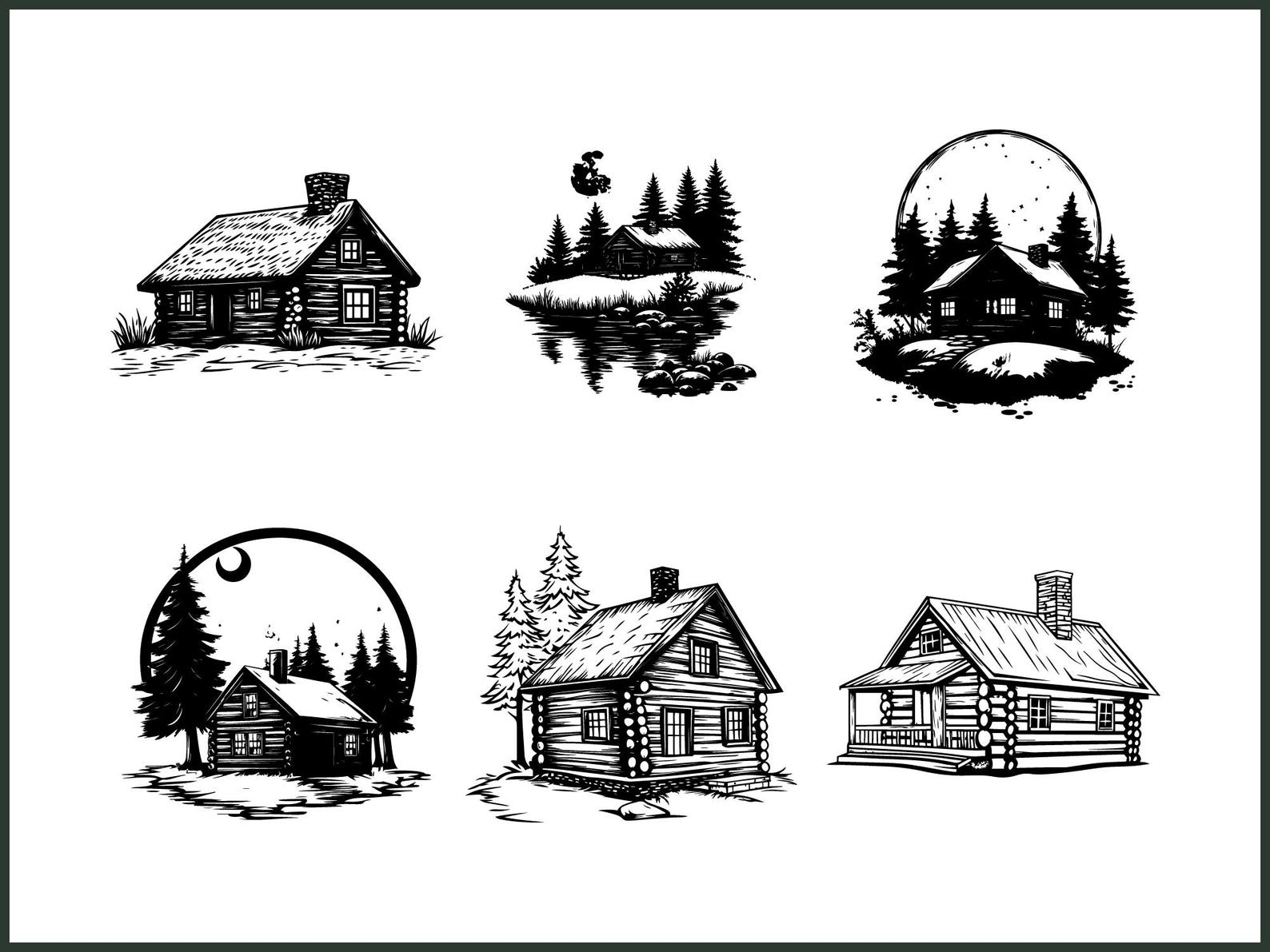 Log Cabin Svg Bundle, Log Cabin Silhouette, Log Cabin Clipart Png, Log ...