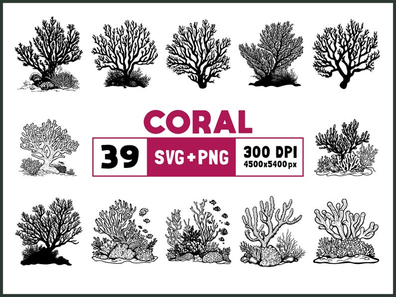 Coral Reef SVG Bundle: Clipart, Silhouette, Cut Files - Etsy