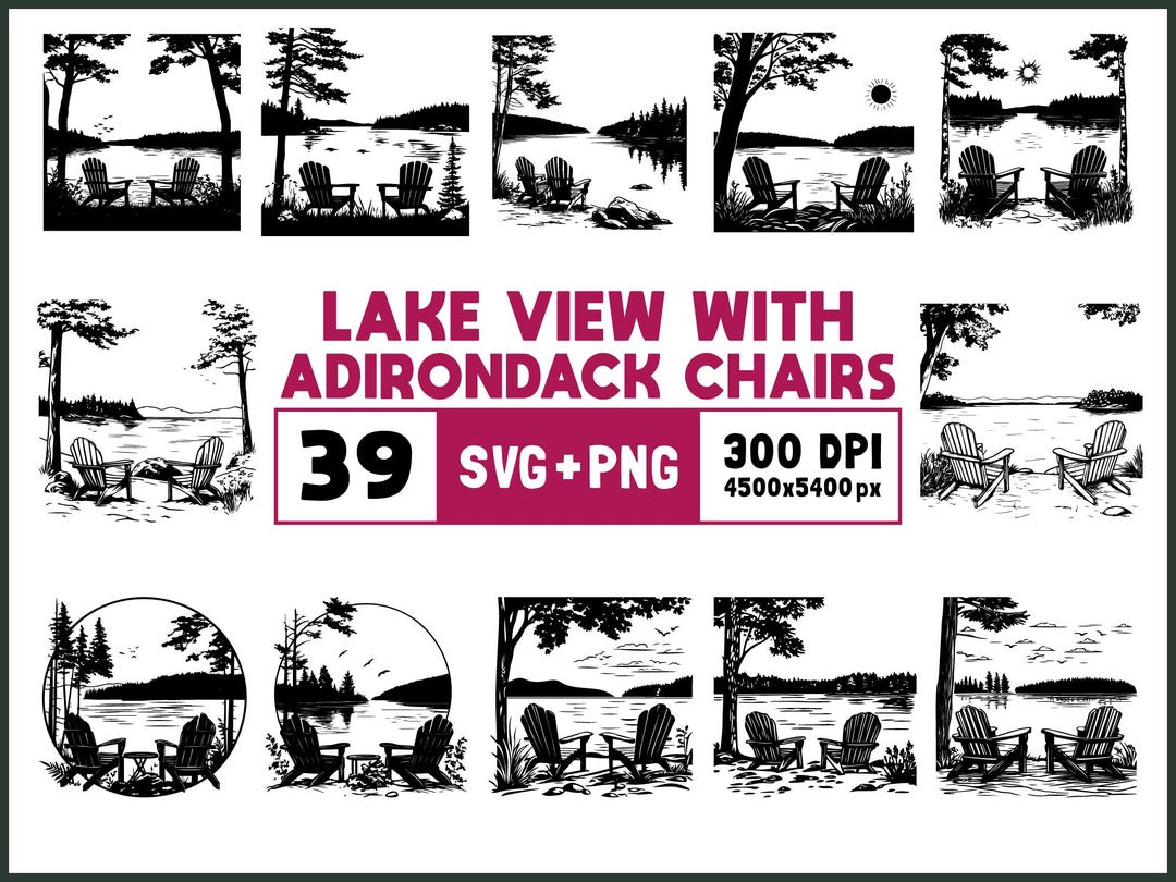 Lake View Adirondack Chairs SVG Bundle: Cricut Cut File - Etsy