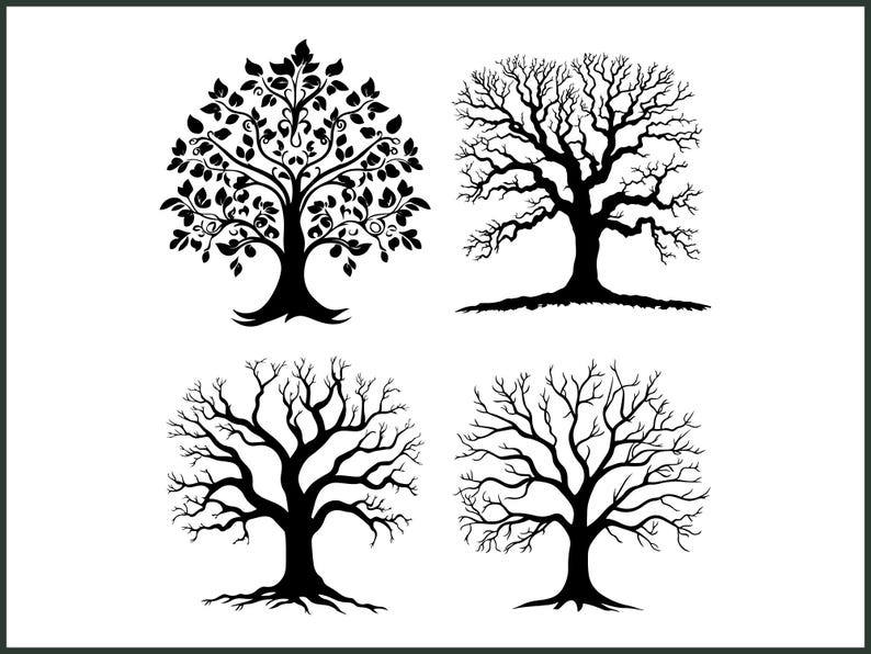 Oak Tree Svg Png Bundle, Oak Tree Silhouette, Oak Tree Clipart Png, Oak ...