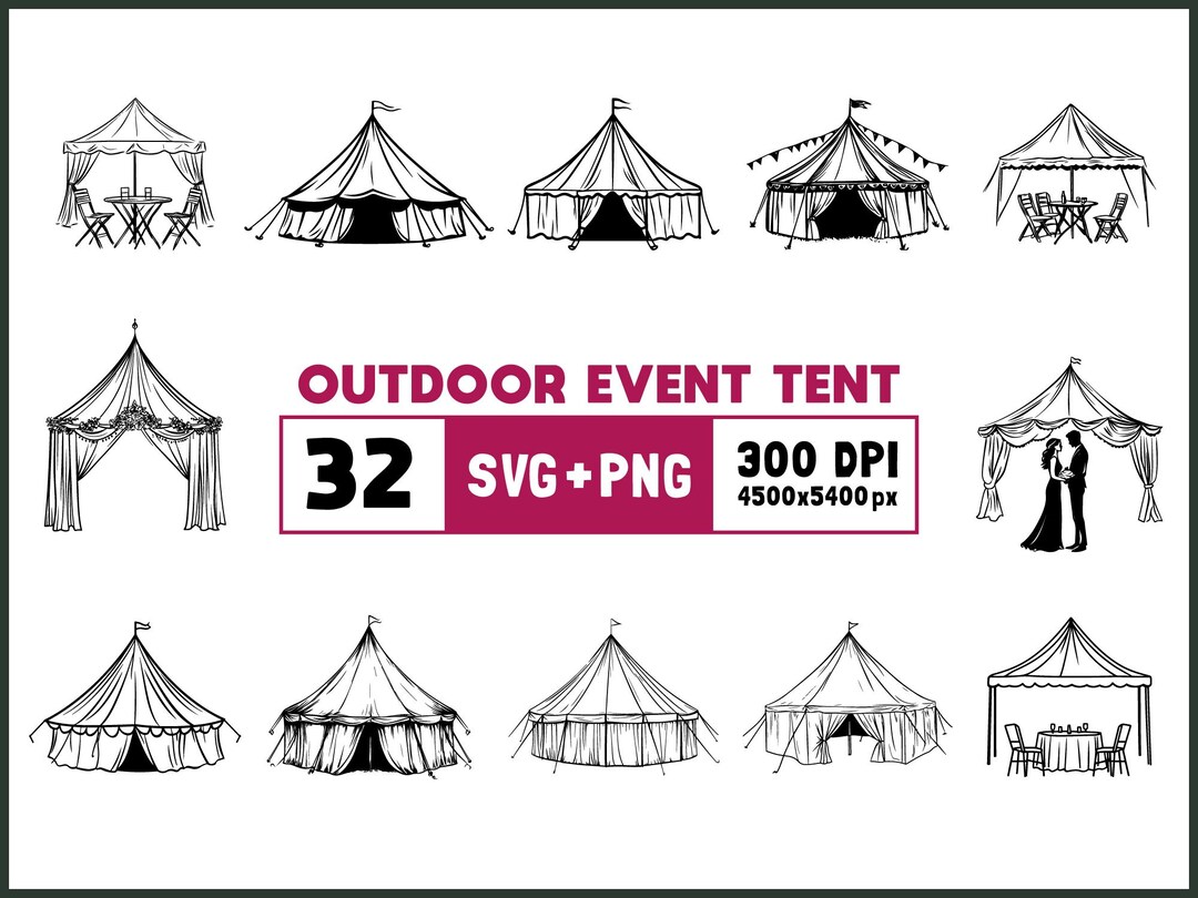 Event Tent Silhouette: Outdoor Party Clipart (SVG, PNG Files) - Etsy