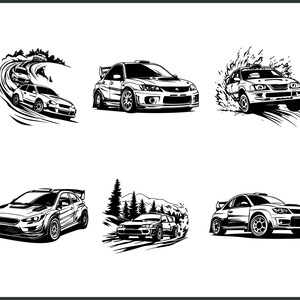 Rally Car SVG Bundle: Racing Car Clipart, Silhouette (PNG, Vector ...