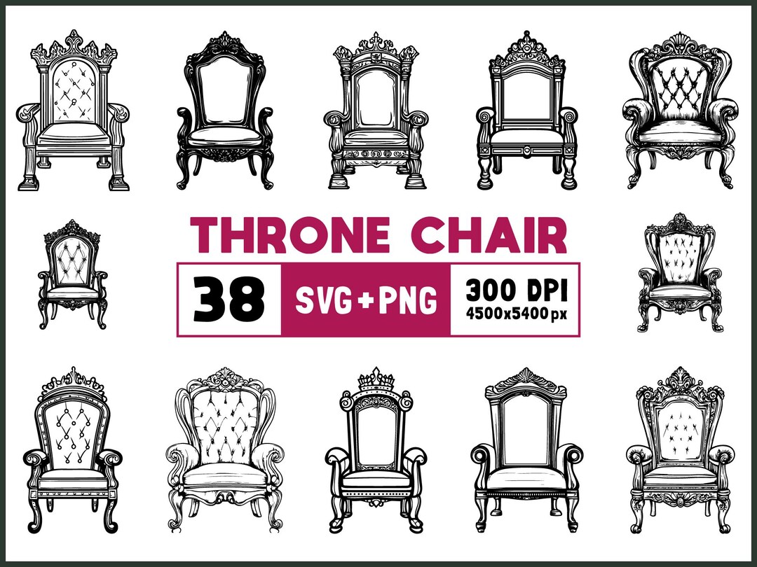 Throne Chair SVG Bundle: Silhouette, Clipart, Vector (digital Download ...