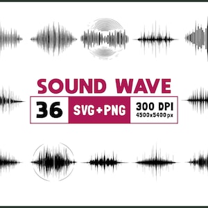 Sound Wave SVG Bundle: Clipart, Silhouette, Vector (cut Files, PNG, 300 ...