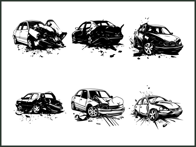 Car Accident SVG Bundle: Smashed Car Clipart, Cricut Files - Etsy