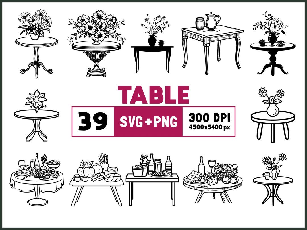 Table Svg Png Bundle, Table Silhouette, Table Clipart Png, Table ...