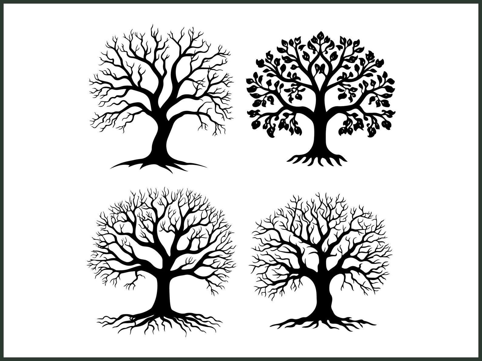 Oak Tree SVG Bundle: Silhouette, Clipart, Vector (digital Download) - Etsy