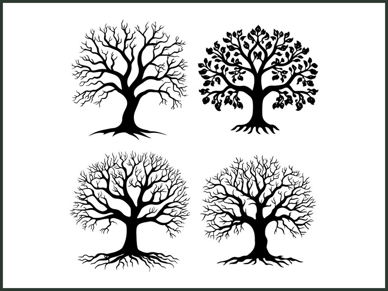 Oak Tree Svg Png Bundle, Oak Tree Silhouette, Oak Tree Clipart Png, Oak ...