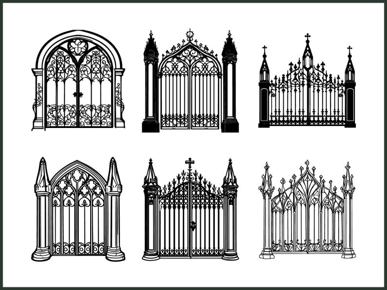 Gothic Gate SVG Bundle: Spooky Silhouette Clipart (PNG, Vector, Cricut ...