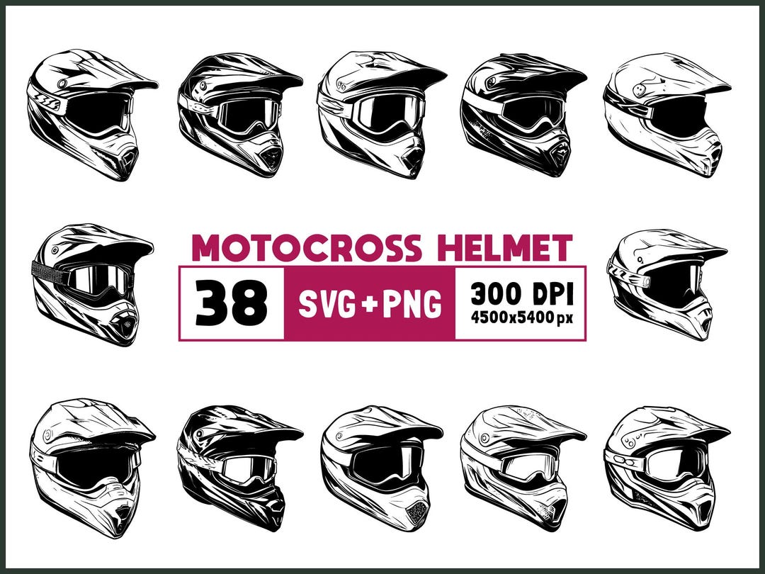 Motocross Helmet SVG Bundle: Clipart, Silhouette, Vector (PNG, SVG ...