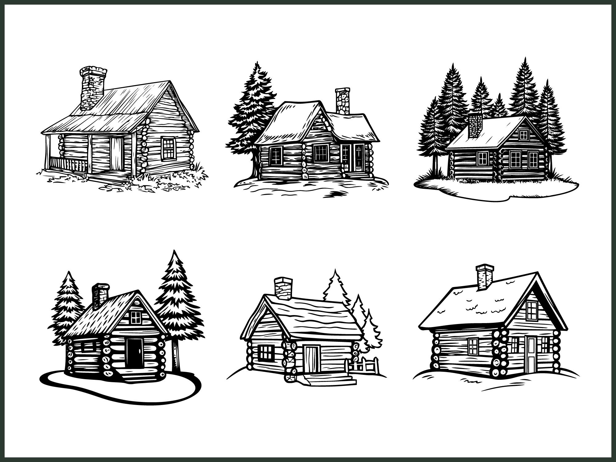 Log Cabin Svg Bundle, Log Cabin Silhouette, Log Cabin Clipart Png, Log ...