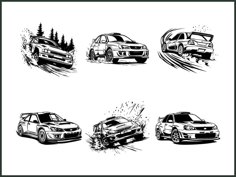 Rally Car SVG Bundle: Racing Car Clipart, Silhouette (PNG, Vector ...