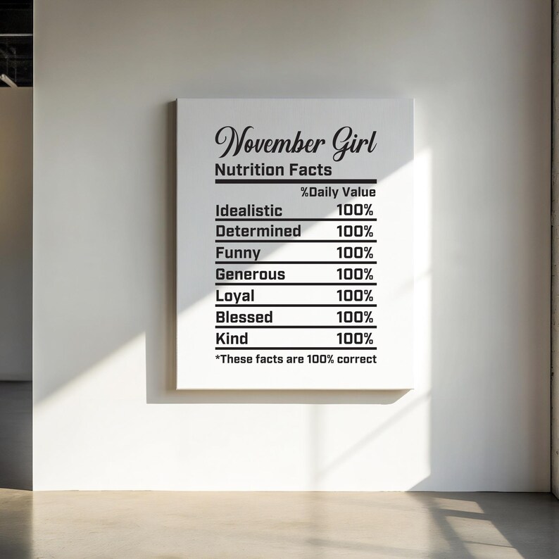 November Girl Nutrition Facts Svg, Funny Birthday (png, Eps, Dxf) - Etsy