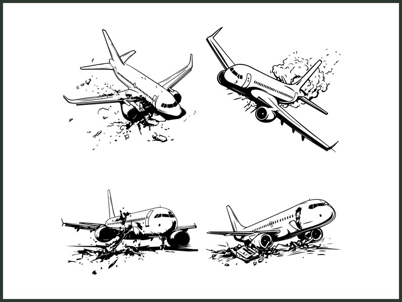 Plane Crash SVG Bundle: Silhouette Clipart, Vector Graphics - Etsy
