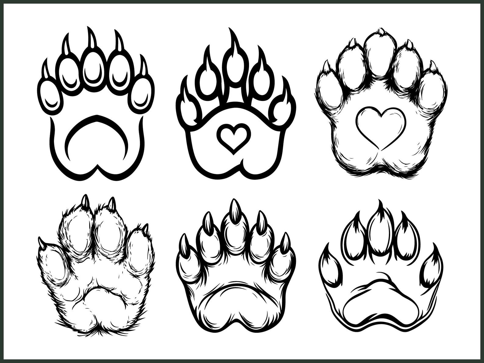 Animal Paw Print SVG Bundle: Silhouette, Clipart, Vector (cricut Files ...