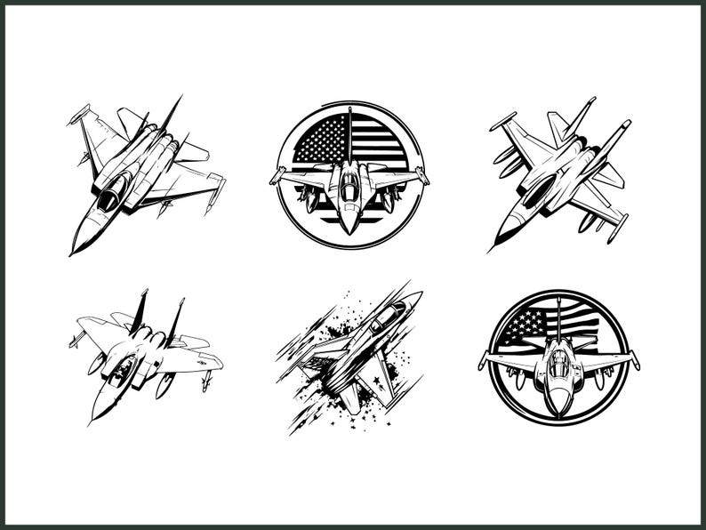 Jet Fighter SVG Bundle: Airplane Clipart, Silhouette, and Vector - Etsy ...