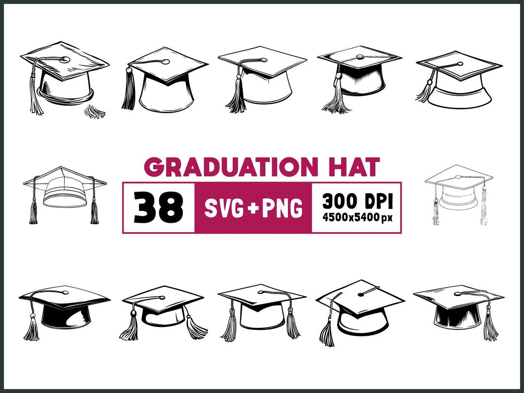 Graduation Cap Svg Bundle, Graduation Hat Silhouette, Graduation Cap ...