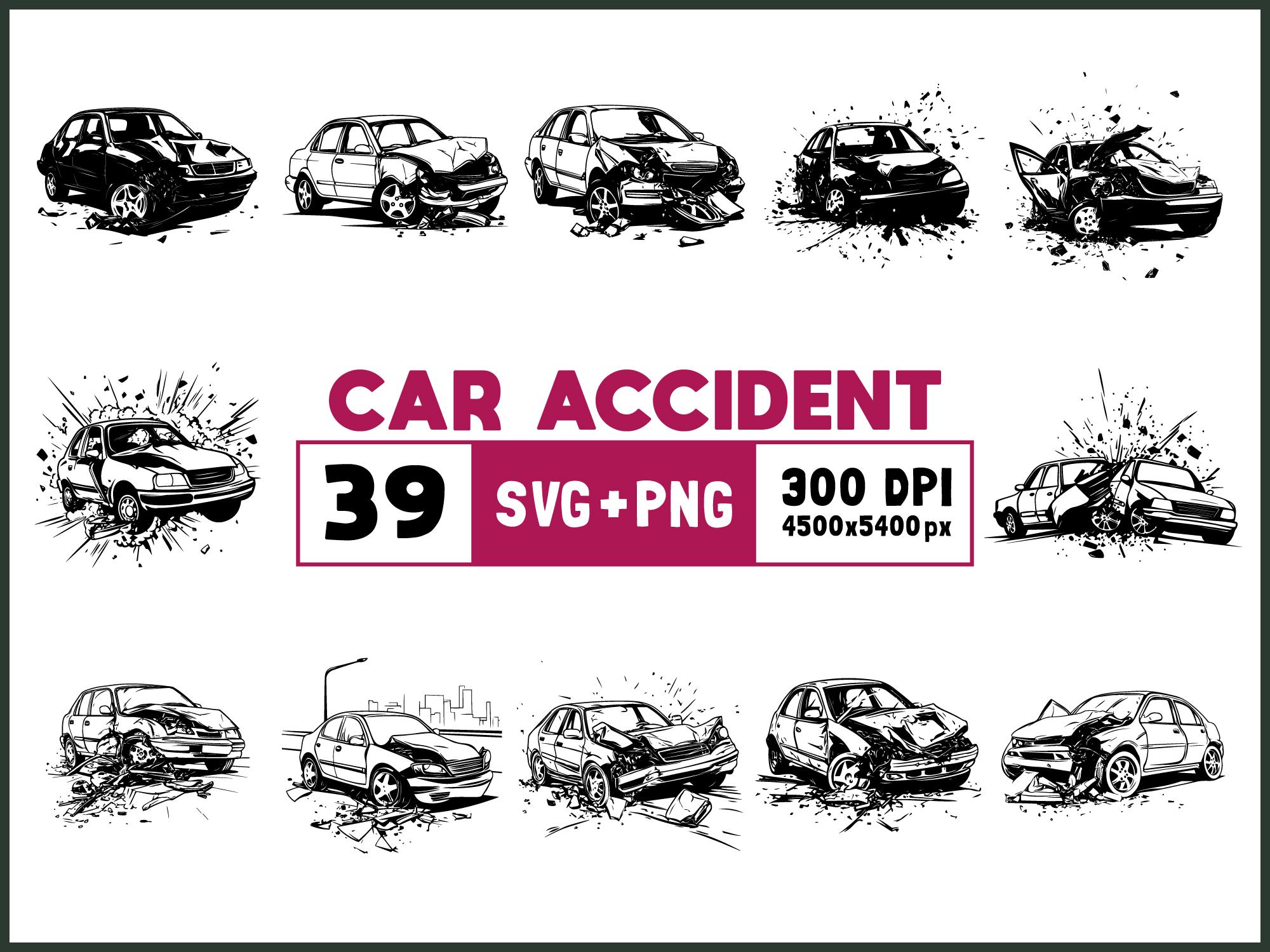 Car Accident SVG Bundle: Smashed Car Clipart, Cricut Files - Etsy