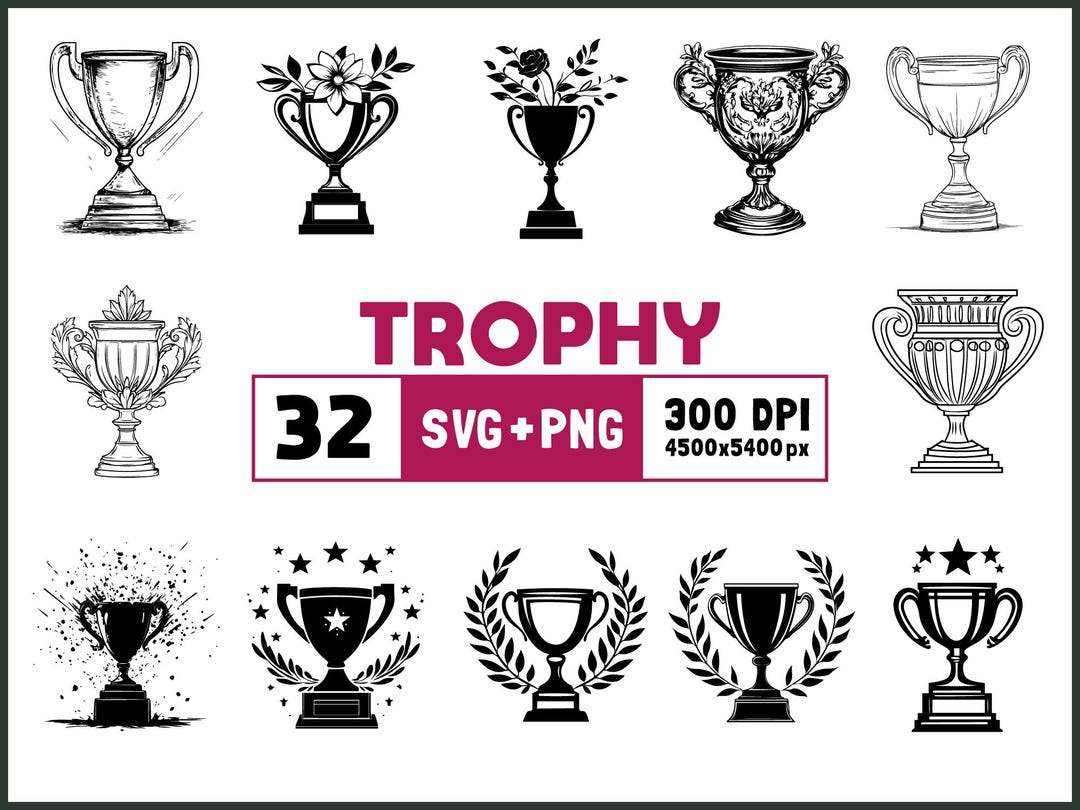 Trophy Svg Png Bundle, Trophy Silhouette, Trophy Clipart Png, Trophy ...