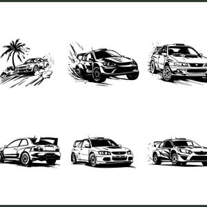 Rally Car SVG Bundle: Racing Car Clipart, Silhouette (PNG, Vector ...