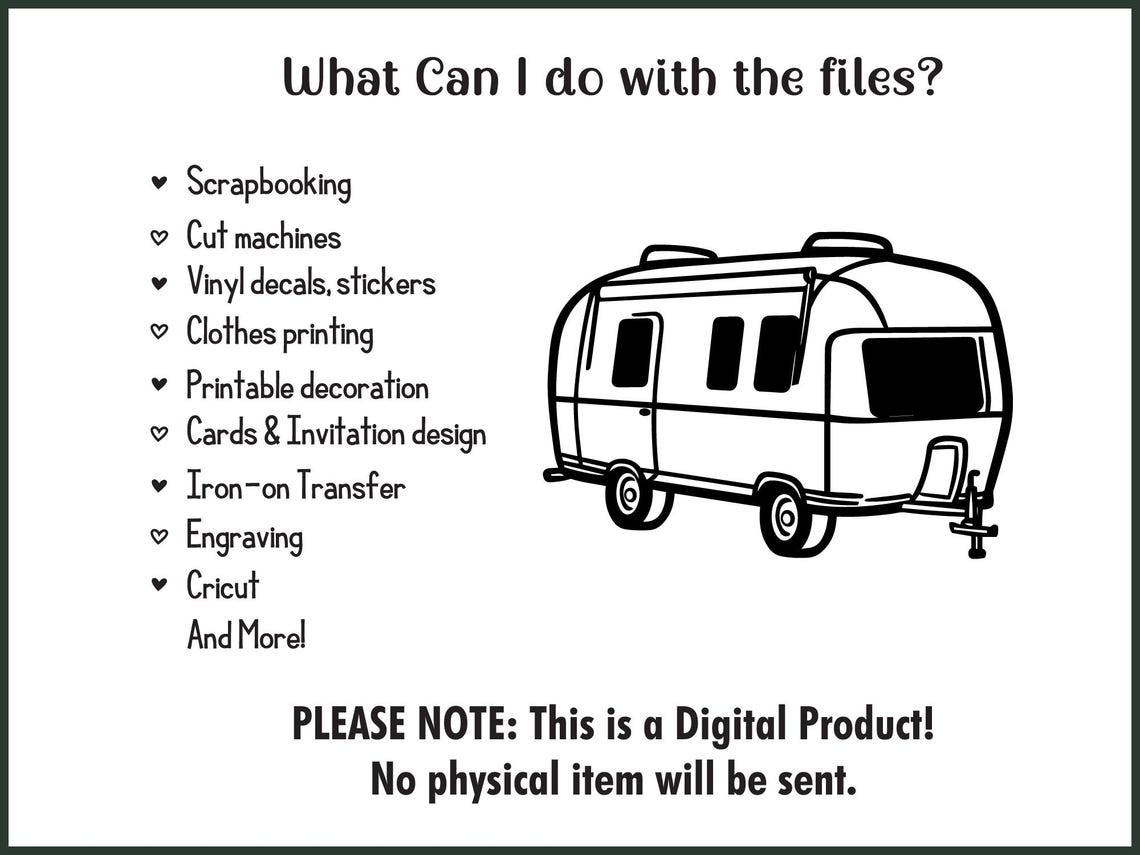 Airstream SVG Bundle: Caravan Clipart, Mobile Home Outline (PNG, Vector ...