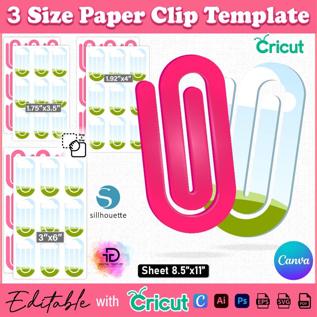 3 Size Paper Clip Template, Paperclip Template, Paper Holder Template ...