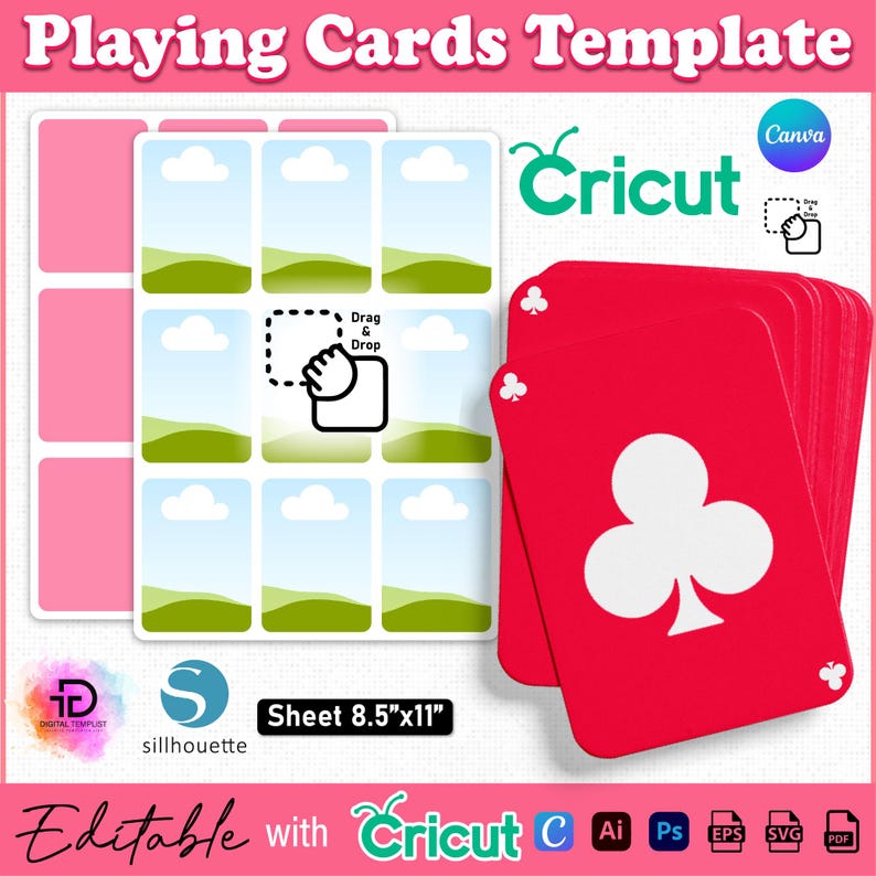 Playing Card Template, Playing Card DIY, Card Template SVG, Printable ...