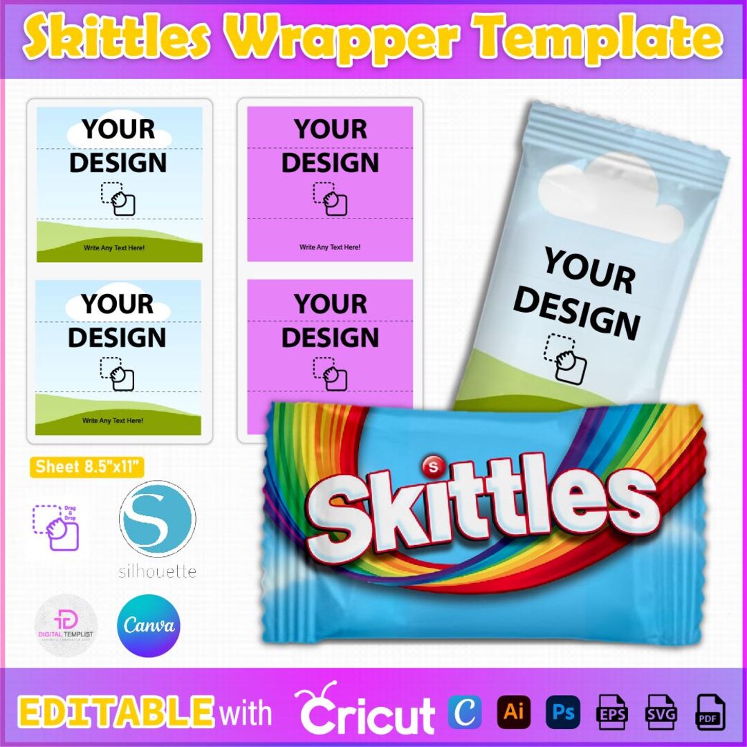 Skittles Wrapper Template, Skittles Wrapper SVG, Skittles Wrapper Label ...
