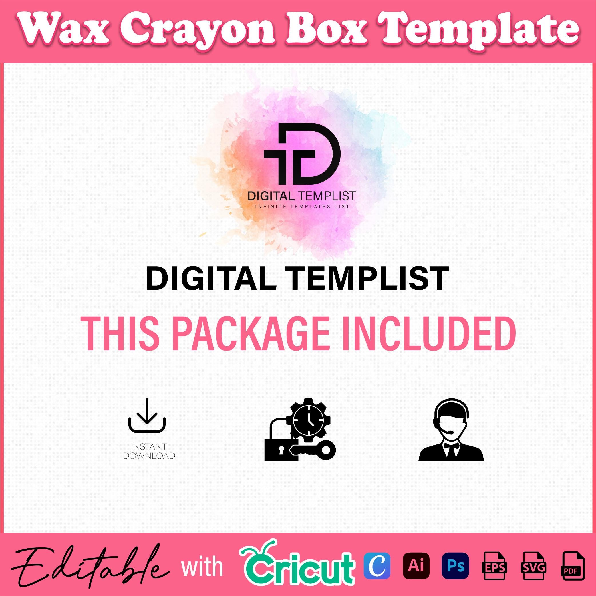 Crayon Box Template, Party Favor Box, Crayon Color Box Mockups, Wax ...