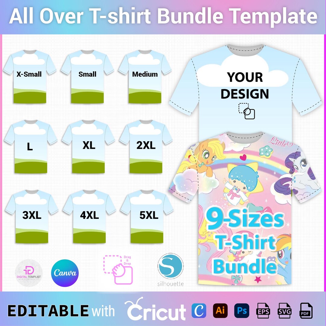 T-shirt Template Bundle, T-shirt Design Template, T-shirt Mockup, Canva ...