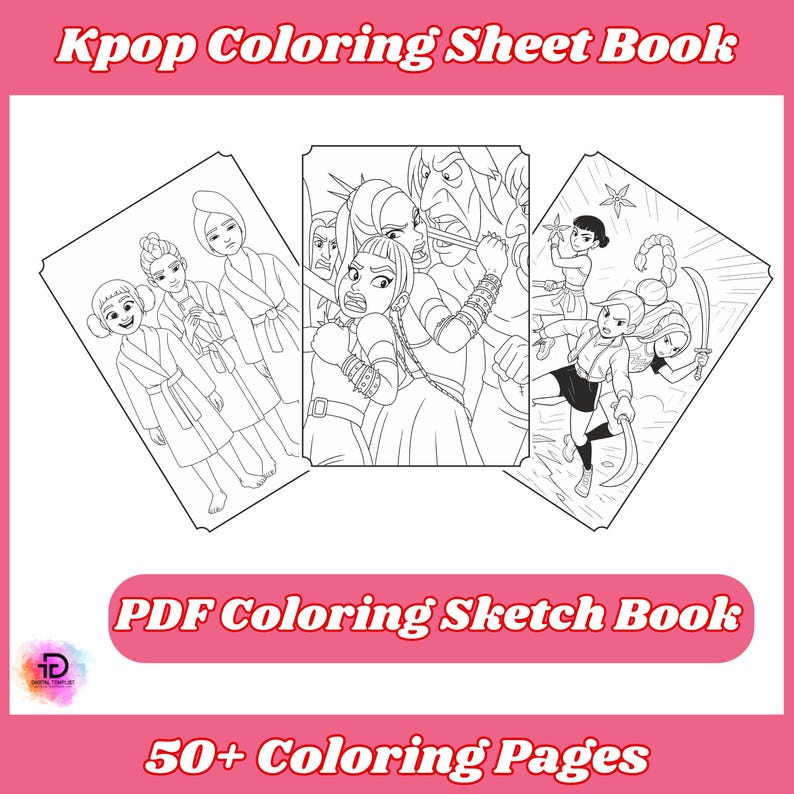 Kpop Demon Hunters Coloring Pages, 50 K-pop Coloring Book ,kpop Demon ...