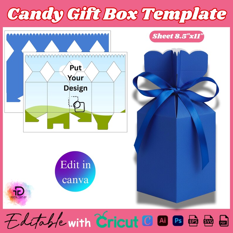 Candy Box Template, Candy Gift Box Template, Party Box, Candy Shaped ...