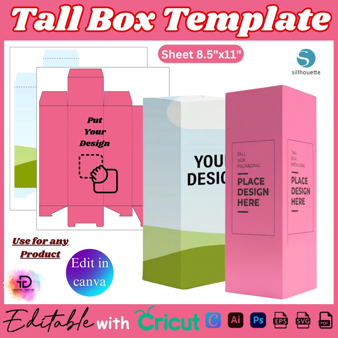 Tall Box Template, Cosmetic Box, Gift Box Template, Doll Box Template ...