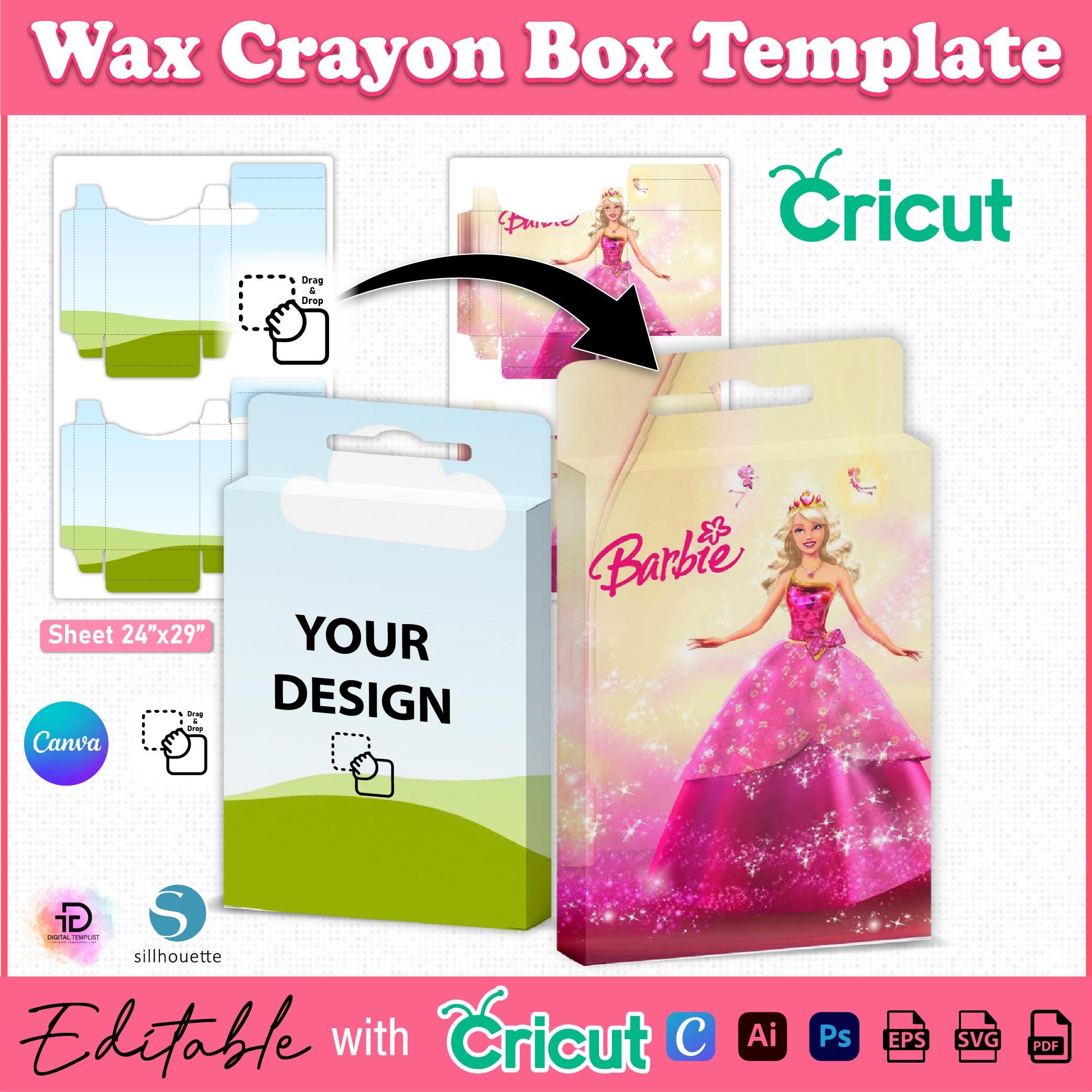 Crayon Box Template, Party Favor Box, Crayon Color Box Mockups, Wax ...