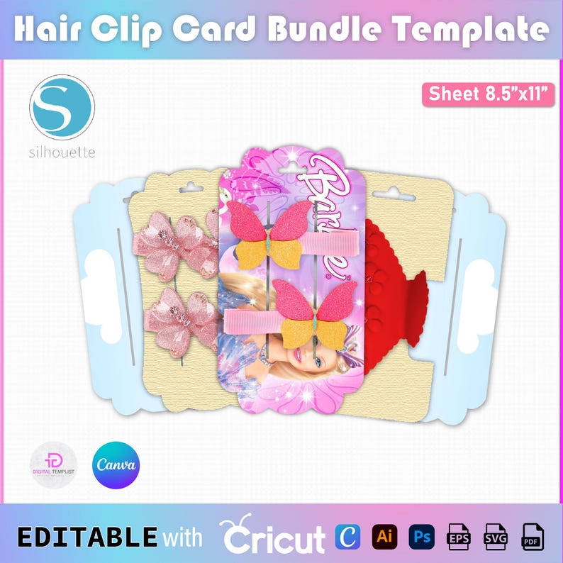 Hair Clip Card, Claw Clip Cards SVG, Hair Clip Holder, Hanging Display ...