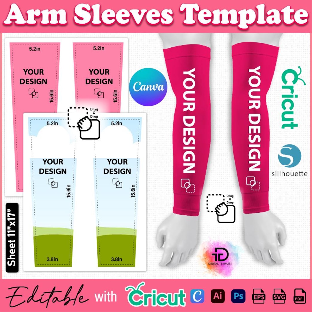 Arm Sleeves Template, DIY Arm Sleeves, Arm Sleeves Sublimation Template ...
