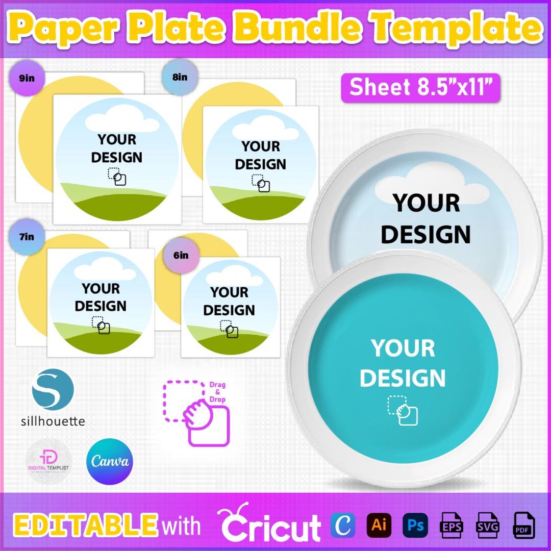 Paper Plates Template Bundle, Paper Plate Design, Paper Plate Mockup ...