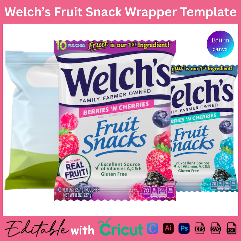 Welch's Fruit Snack Wrapper Template, Editable Label (svg, Pdf, Ai, Eps ...