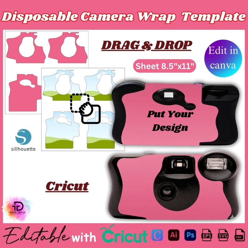 Disposable Camera Wrap Template, Camera Label Template, Camera Cover ...